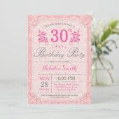 Floral 30th Birthday Invitation Pink for Women | Zazzle