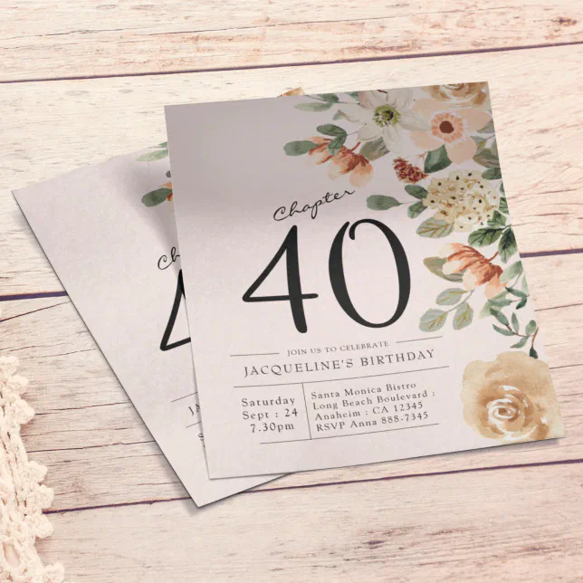 Floral 40th Birthday Budget Invitation Flyer | Zazzle