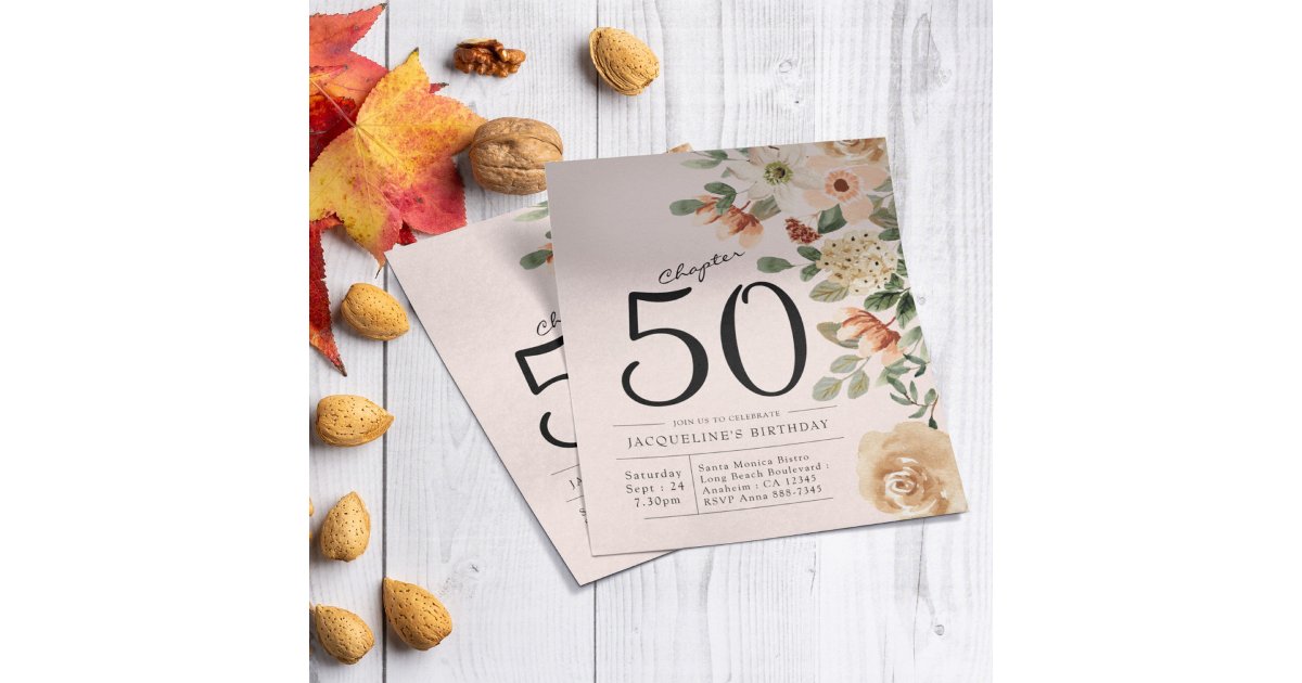 Floral 50th Birthday Budget Invitation Flyer | Zazzle