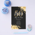 Floral 50th Birthday Program Gold & Black w/ Menu Flyer | Zazzle