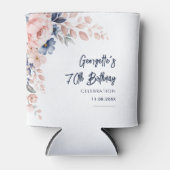 Floral 70th Birthday Party Botanical Script Can Cooler | Zazzle
