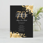 Floral 70th Birthday Program Gold & Black w/ Menu | Zazzle