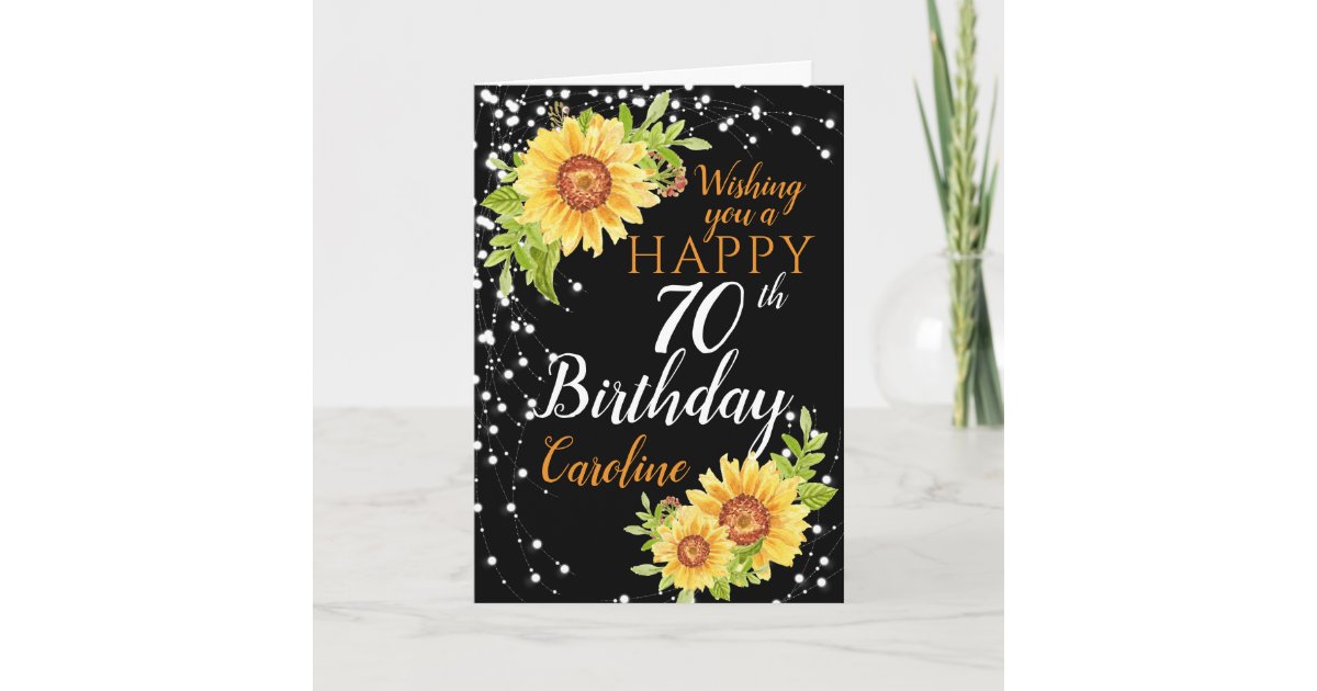 Floral 70th Birthday Sunflower Card | Zazzle
