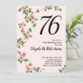 Floral 76th Birthday Invitation in Blush Pink | Zazzle