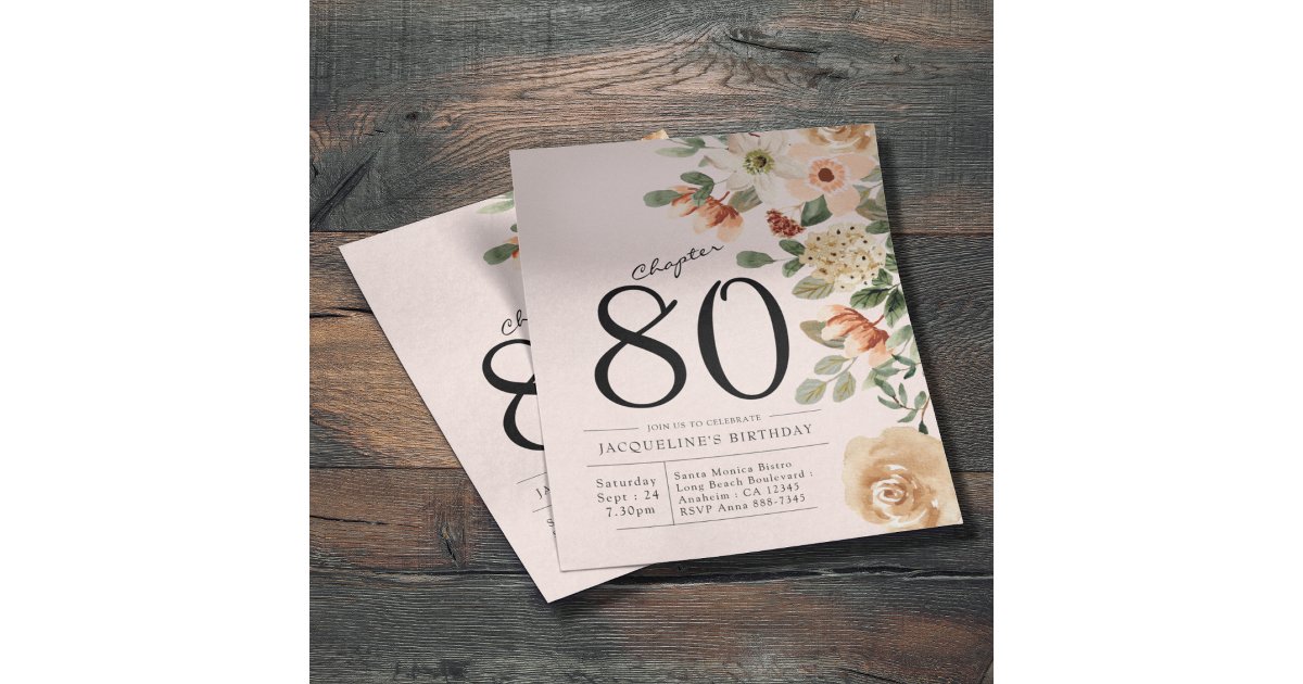 Floral 80th Birthday Budget Invitation Flyer | Zazzle