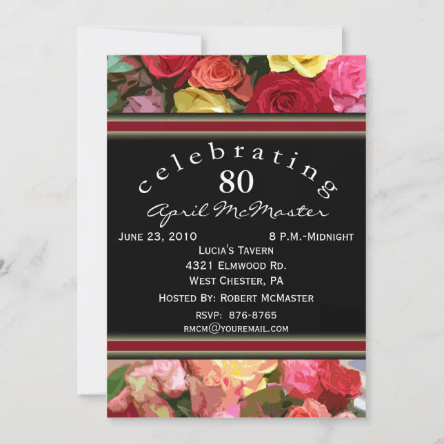 Floral 80th Birthday Party Invitation | Zazzle