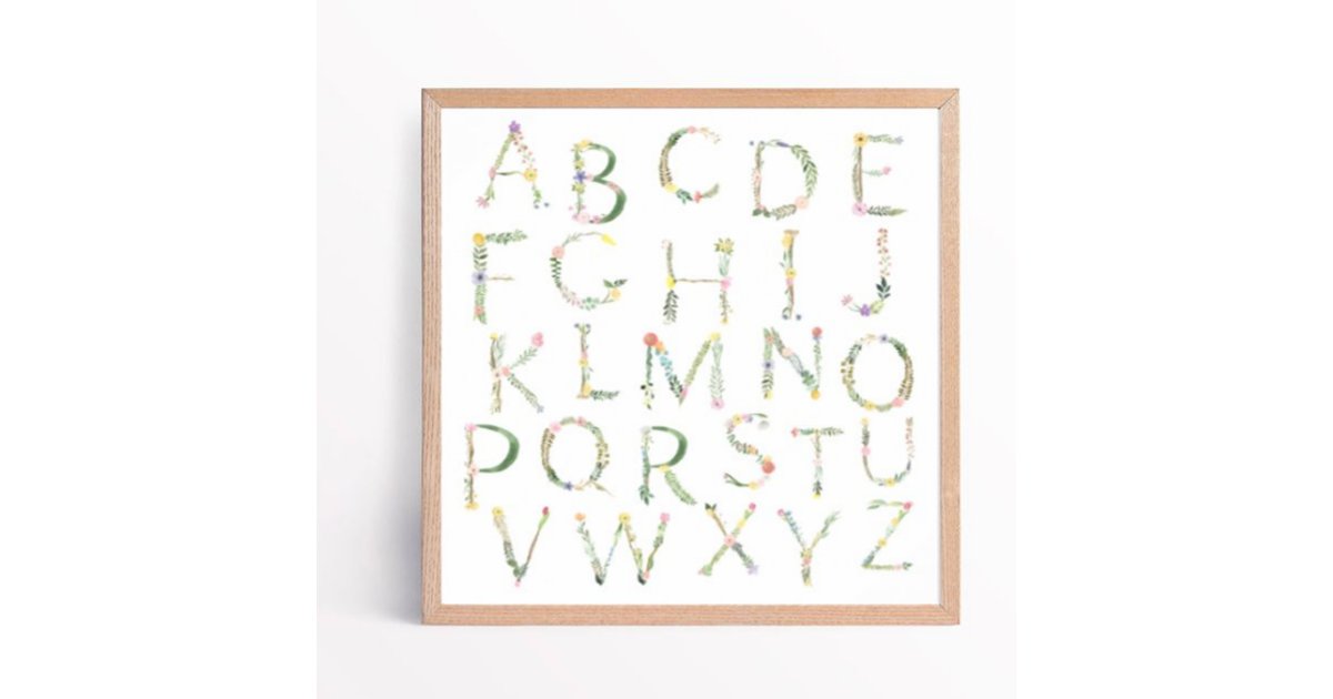 Floral ABC Alphabet Nursery Art Poster | Zazzle