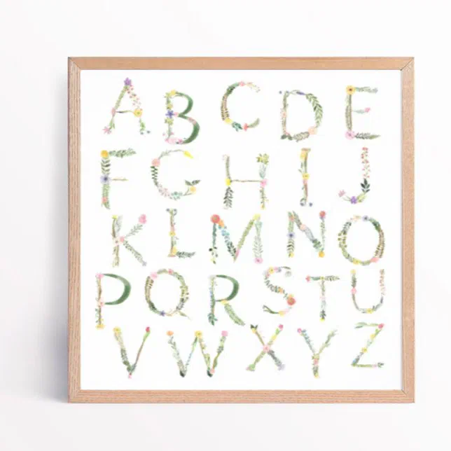 Floral ABC Alphabet Nursery Art Poster | Zazzle