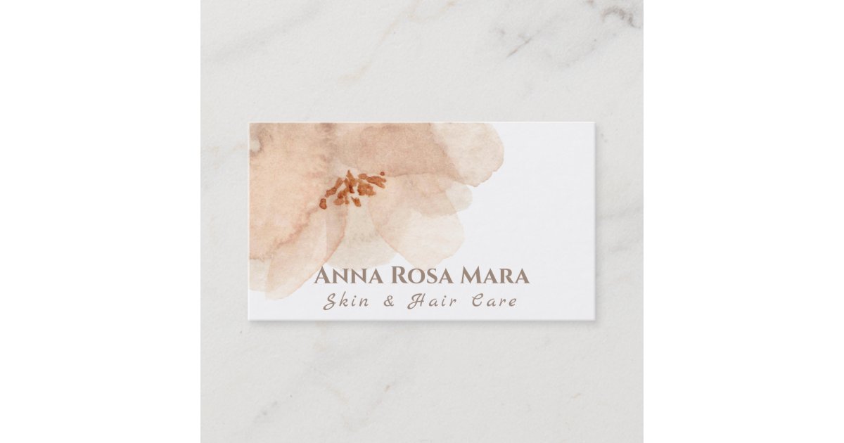 Floral Abstract Soft Beige Peach Watercolor Business Card | Zazzle