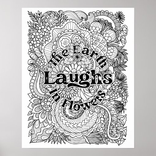 Floral Adult Coloring Quote Poster | Zazzle