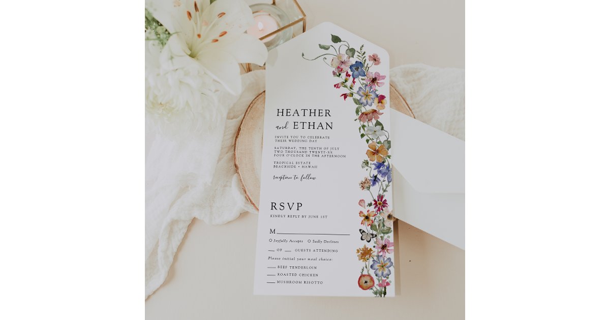 Floral All in One Wedding Invite | Zazzle