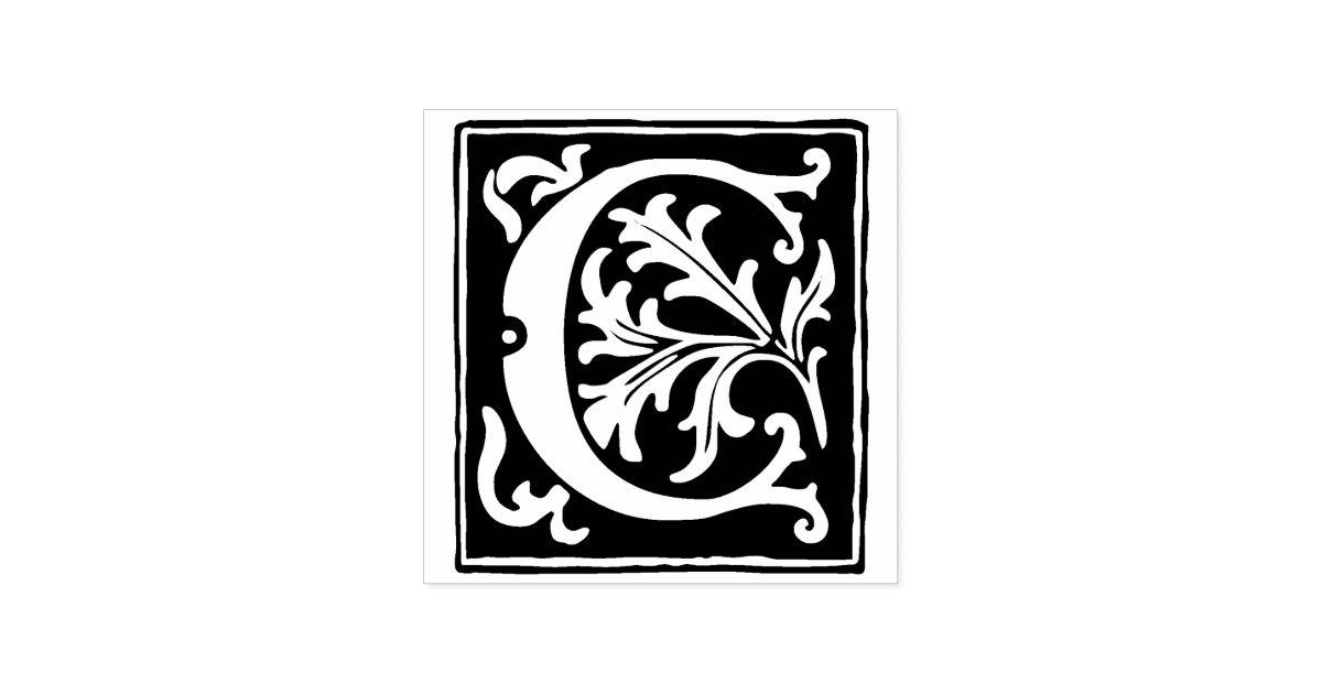 Floral Alphabet Letter C Vintage Typography Rubber Stamp | Zazzle