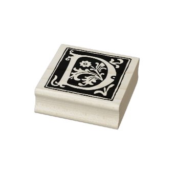 Floral Alphabet Letter D Vintage Typography Rubber Stamp | Zazzle