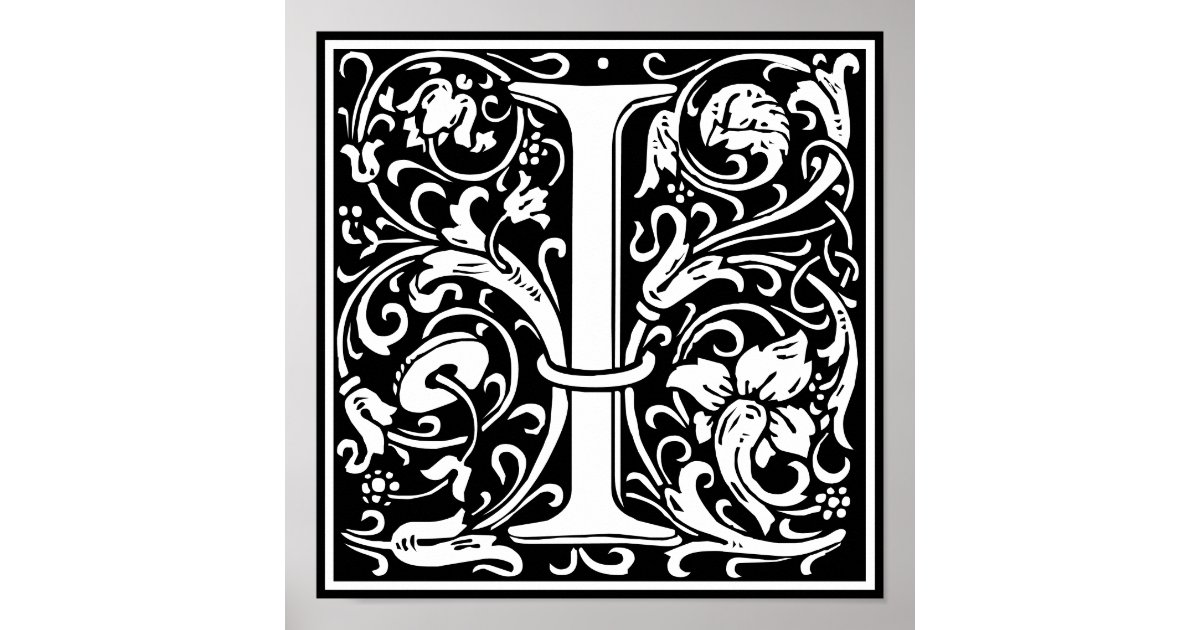 Floral Alphabet Monogram Letter I Poster | Zazzle