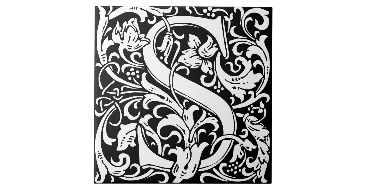 Floral Alphabet Monogram Letter S Tile | Zazzle