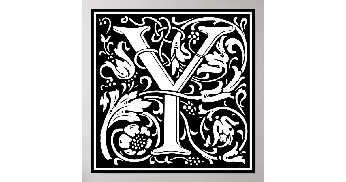Floral Alphabet Monogram Letter Y Poster | Zazzle