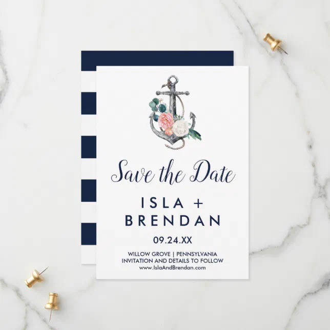 Floral Anchor | Summer Save the Date Card | Zazzle