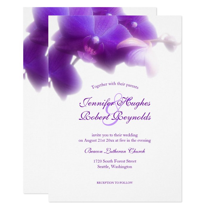 Floral and Elegant Purple Orchid Wedding Invitation | Zazzle.com