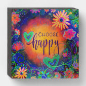 Floral and Hearts “Choose Happy” Wooden Box Sign | Zazzle