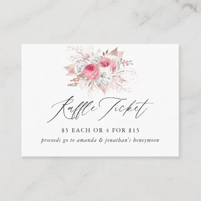 Floral and Lace Bridal Shower Raffle Ticket Enclosure Card | Zazzle
