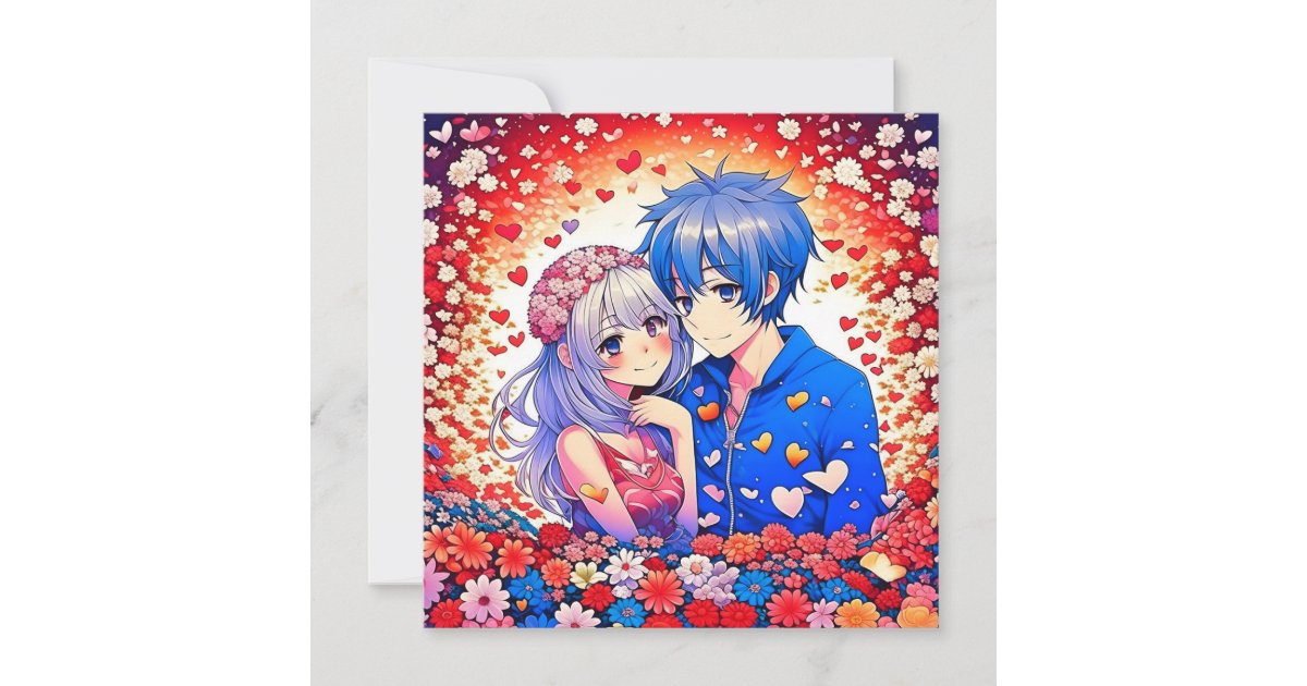 Floral Anime Themed Wedding Invitation | Zazzle