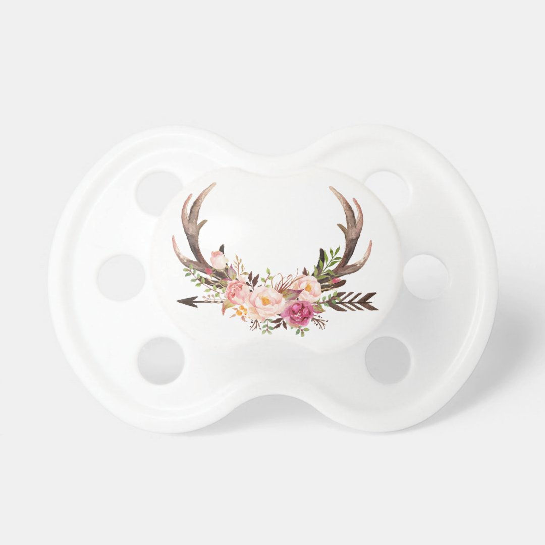 Floral antlers pacifier | Zazzle