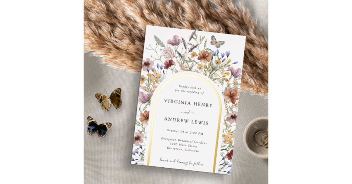 Floral Arch Wedding Invitation Foil Invitation | Zazzle