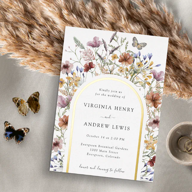 Floral Arch Wedding Invitation Foil Invitation | Zazzle