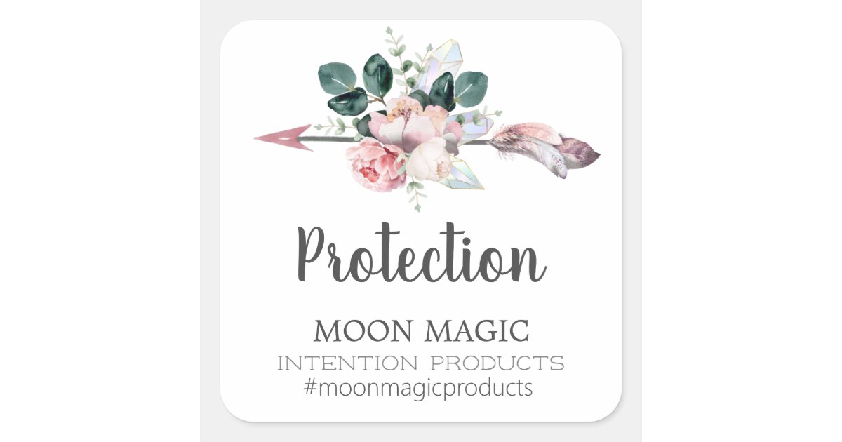 Floral Arrow Intention Crystal Candle Labels | Zazzle