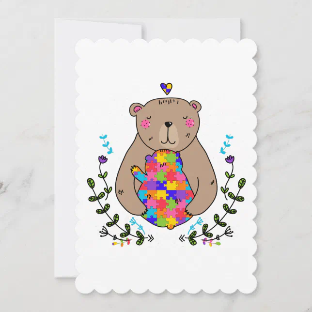 floral autistic mama bear thank you card | Zazzle