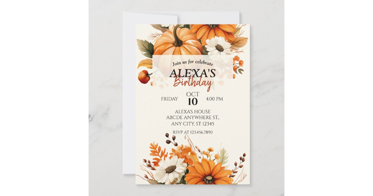 Floral autumn fall BIRTHDAY Invitation | Zazzle