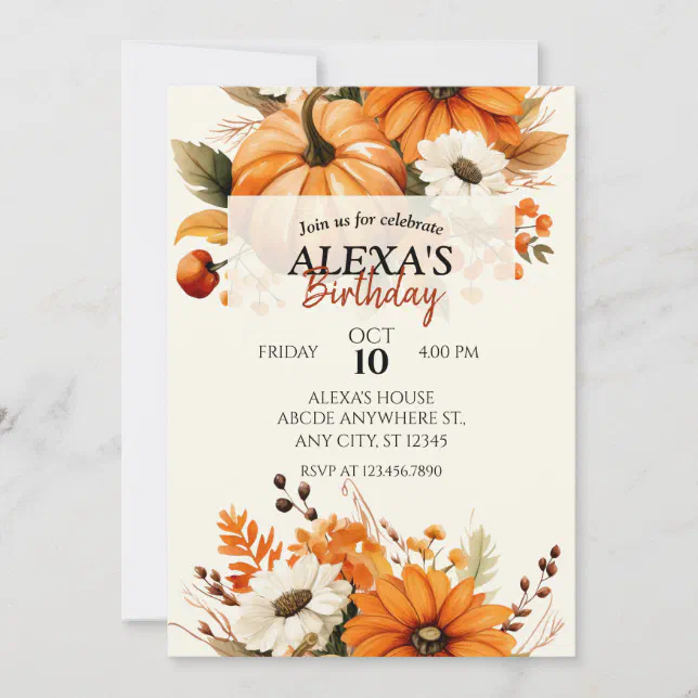 Floral autumn fall BIRTHDAY Invitation | Zazzle