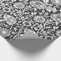 Floral B&W Wrapping Paper | Zazzle
