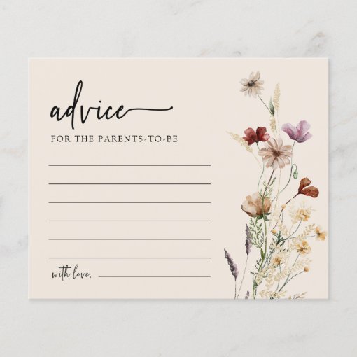 Floral Baby Shower Advice Card | Zazzle