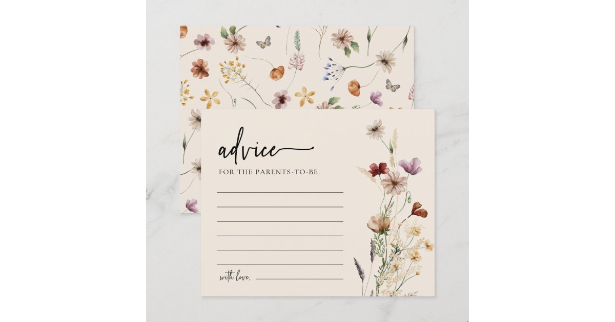 Floral Baby Shower Advice Card | Zazzle