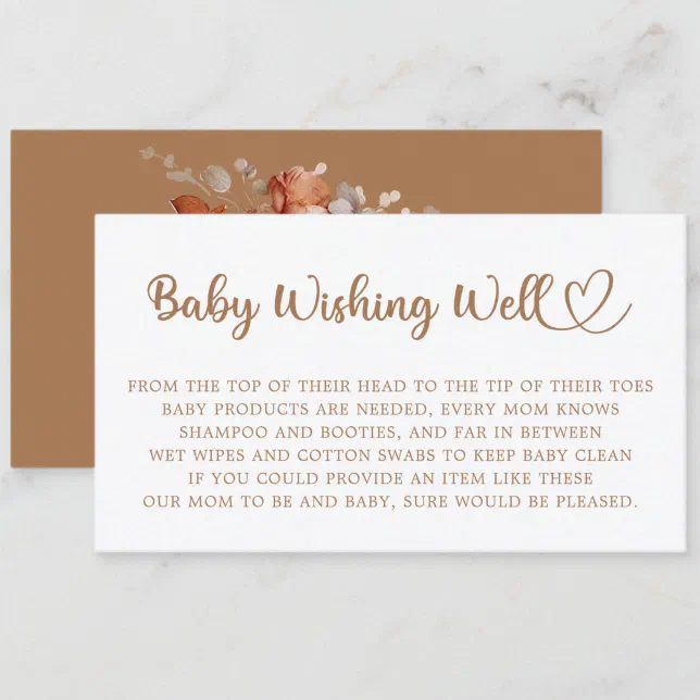 Floral Baby Shower, Wishing Well, Enclosure Card | Zazzle