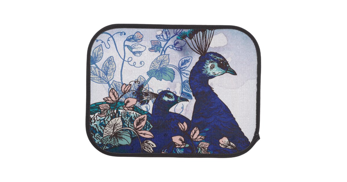 Floral Background with Peacocks Car Mat | Zazzle