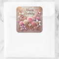 Floral beautiful birthday sticker | Zazzle