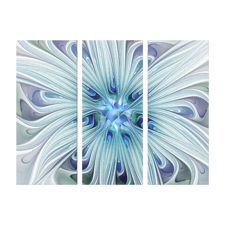 Floral Beauty Abstract Modern Blue Flower Triptych Canvas Print | Zazzle