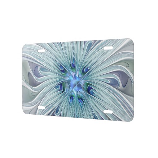 Floral Beauty Abstract Modern Blue Pastel Flower License Plate | Zazzle