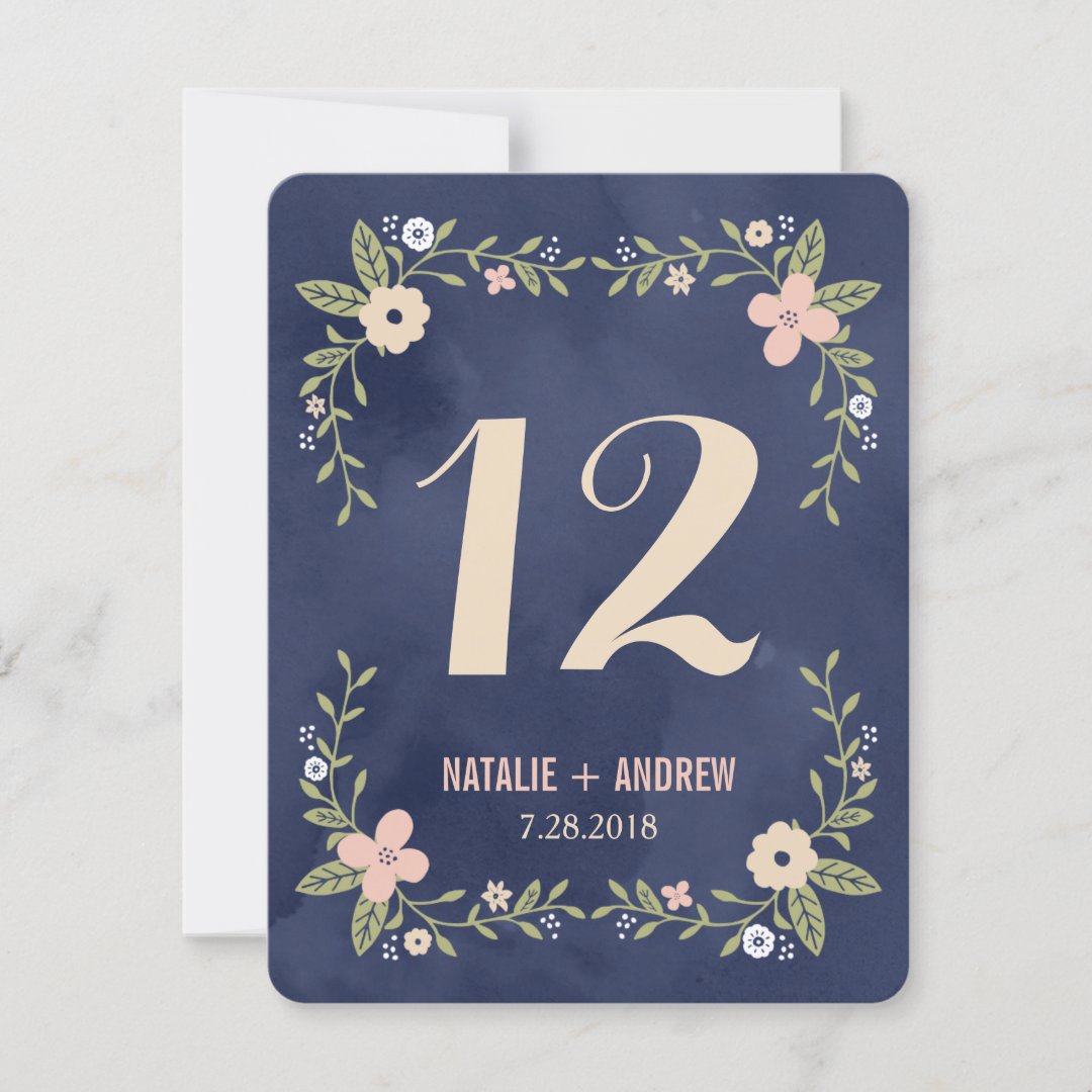 Floral Beauty Double Sided Table Number Card | Zazzle
