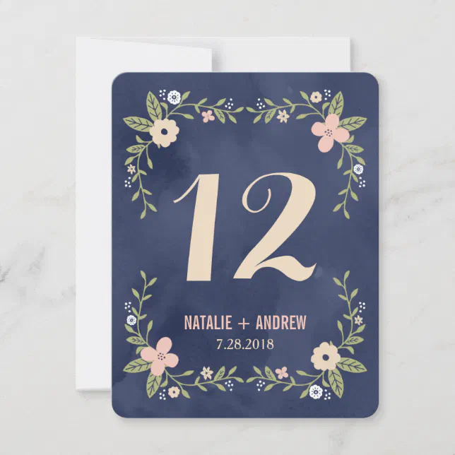 Floral Beauty Double Sided Table Number Card | Zazzle