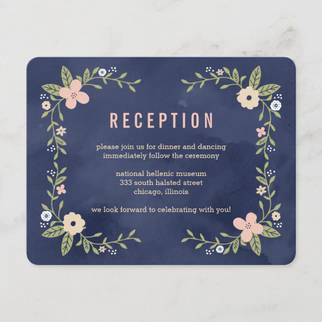 Floral Beauty Editable Color Reception Card | Zazzle