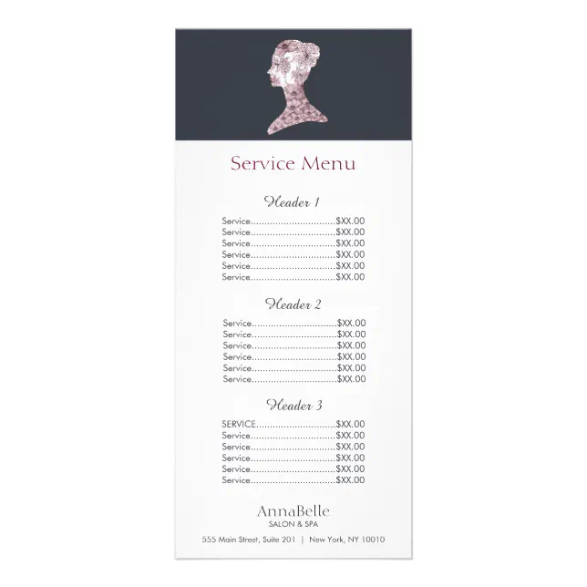 Floral Beauty Face Salon Price List Menu | Zazzle