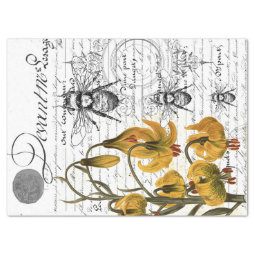 Floral Bee Collage Tissue Paper | Zazzle