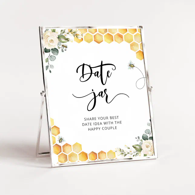 Floral bee date night ideas. Date jar bridal Poster | Zazzle
