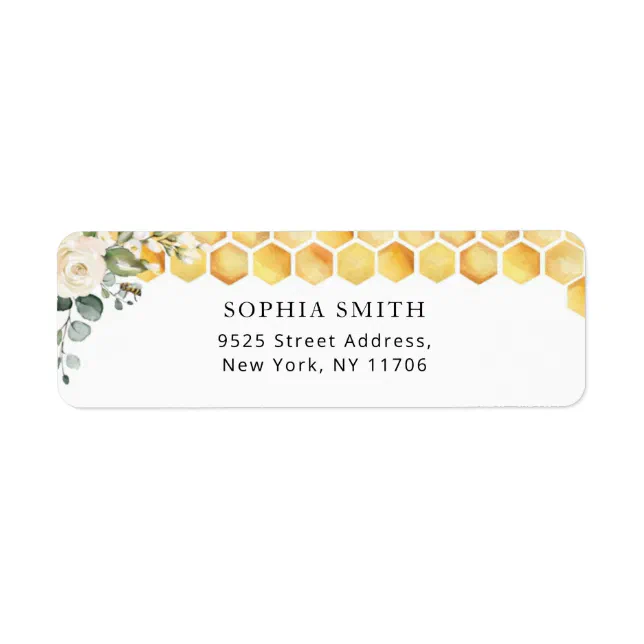 Floral bee Return Address Label | Zazzle