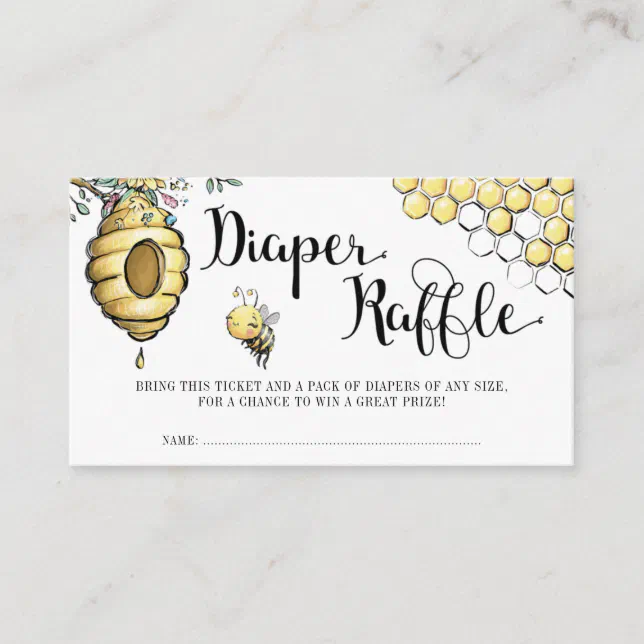 Floral Beehive Honey Sweet Bee Girl Diaper Raffle Enclosure Card | Zazzle