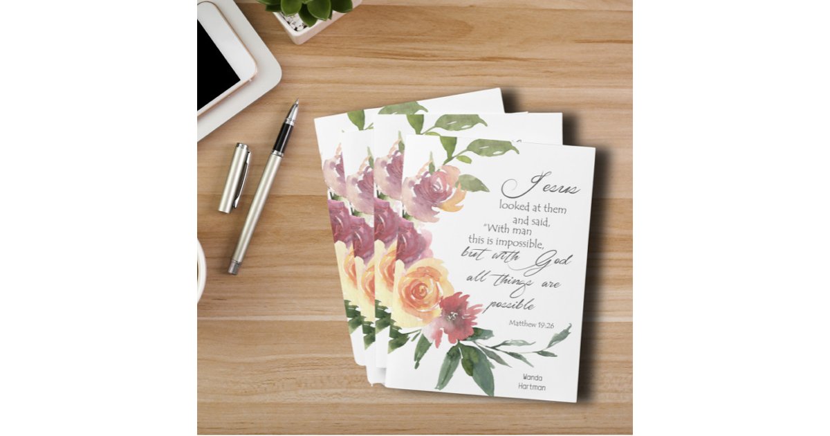 Floral Bible Verse Pocket Folder | Zazzle
