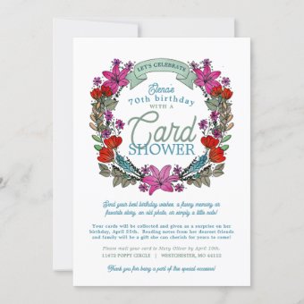 Floral Birthday Card Shower Invitation | Zazzle